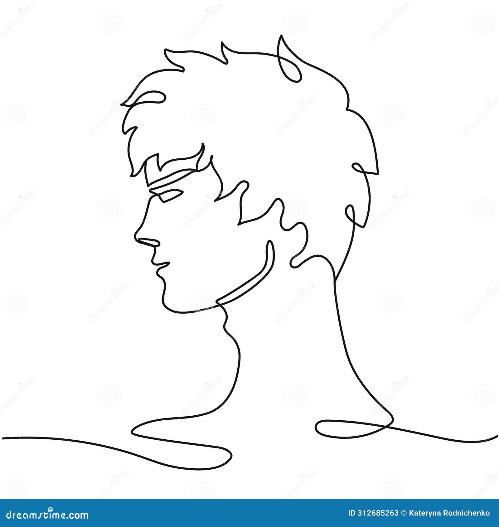 Portrait of a Handsome Man, Single Line Drawing Stock Vector ...
