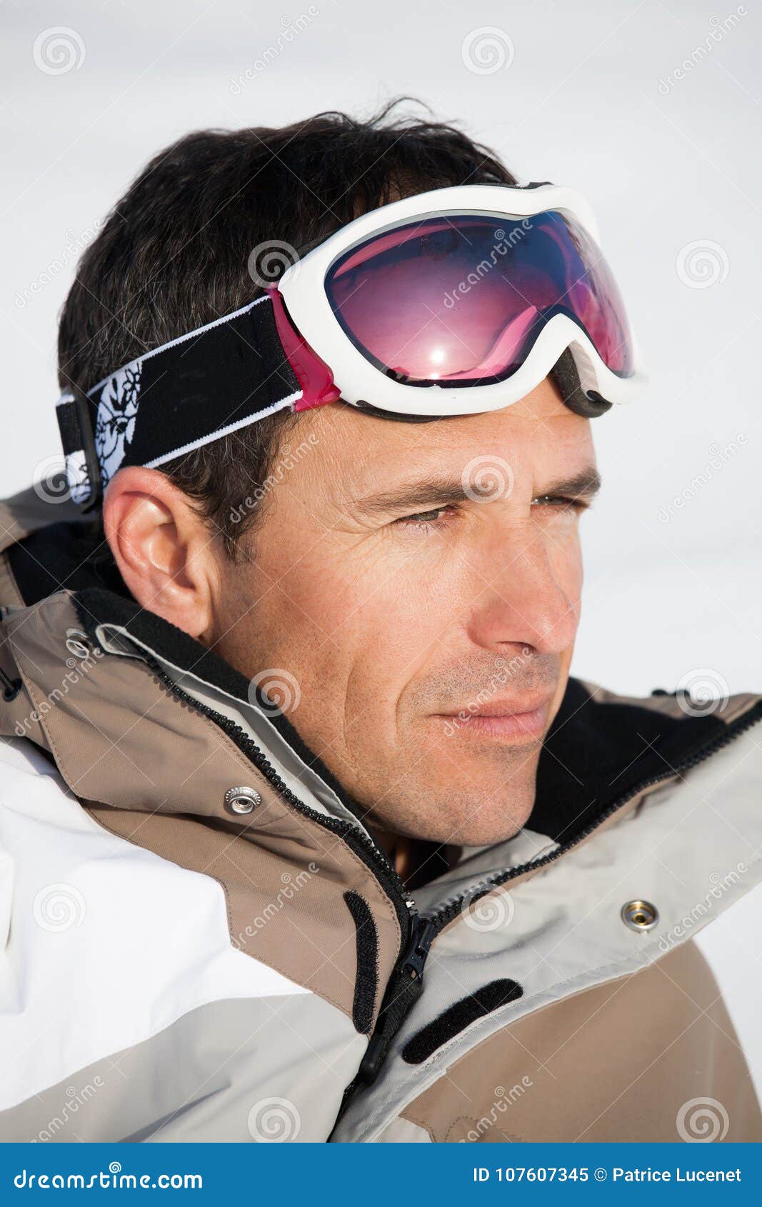 Handsome Man with a Ski Mask Stock Image - Image of landscape, blue ...