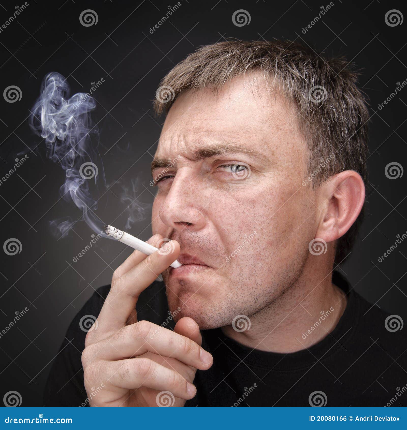 Portrait of Handsome Man Smokes Stock Photo - Image of people, model ...