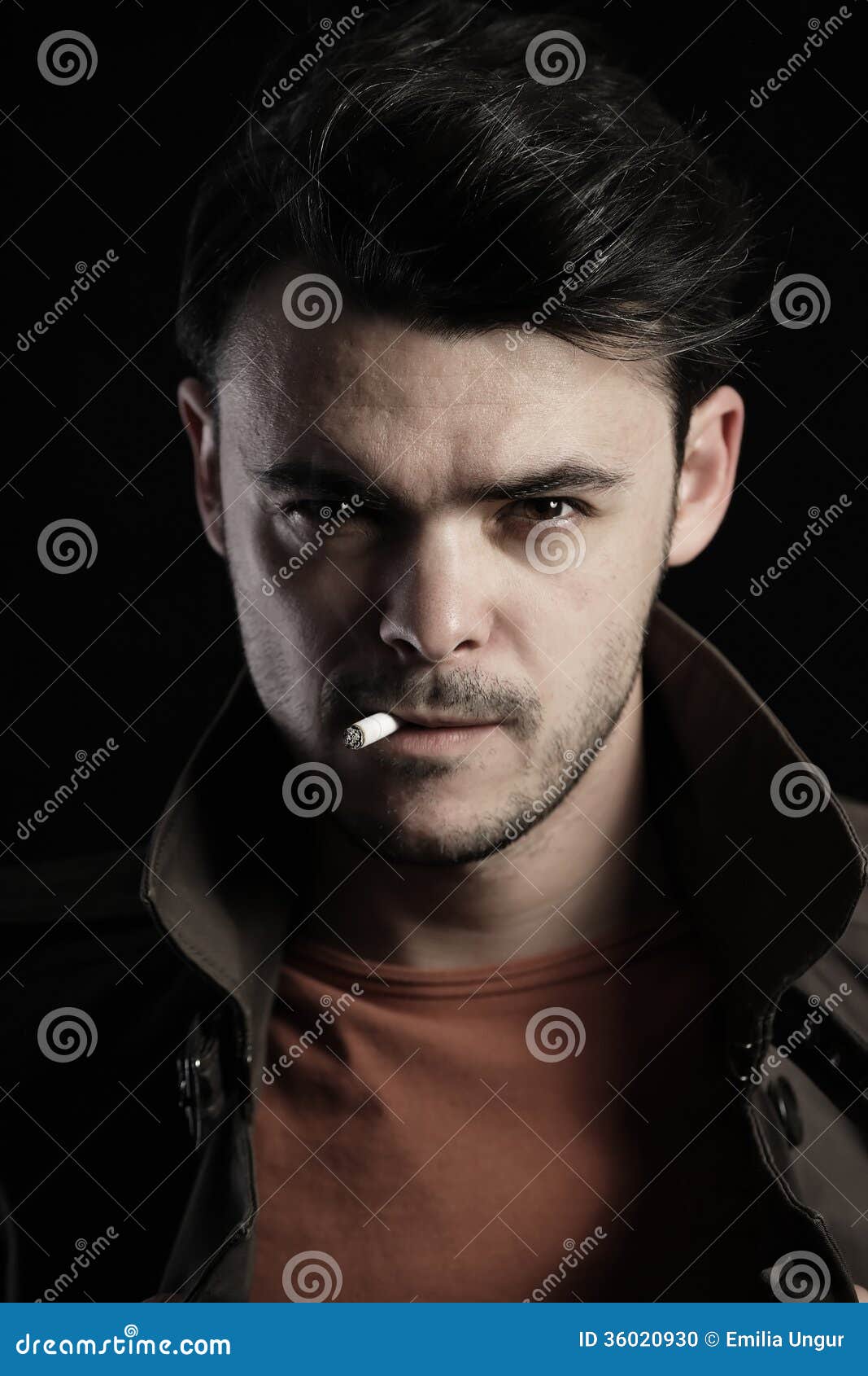 Portrait of a Handsome Man Smoking a Cigarette Stock Photo - Image of ...
