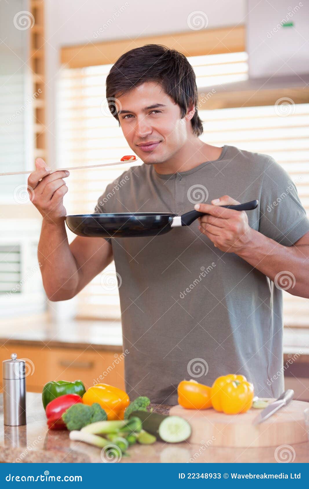 Portrait of a Handsome Man Tasting His Meal Stock Image - Image of ...