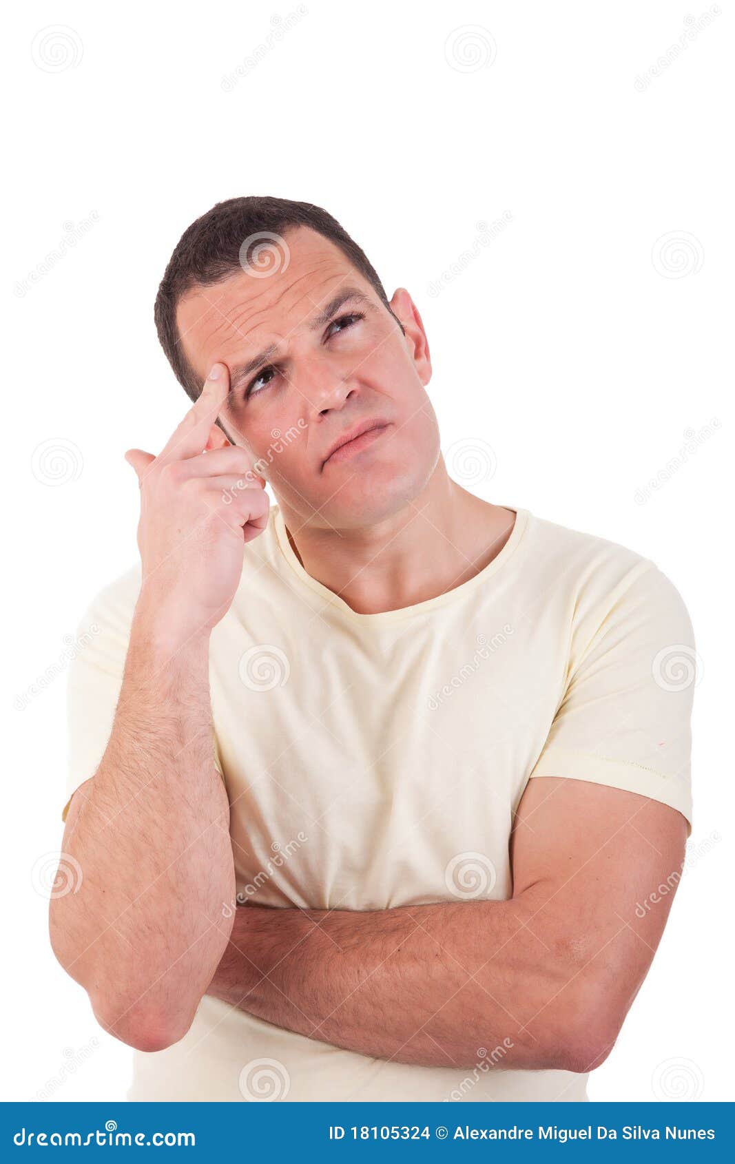 Portrait of a Handsome Man Thinking, Looking Up Stock Photo - Image of ...