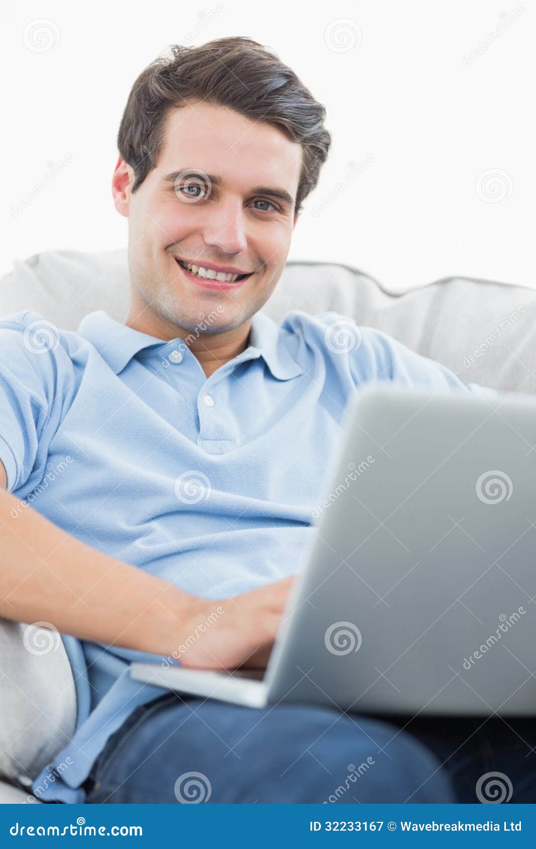Portrait of a Handsome Man Using His Laptop Stock Image - Image of ...