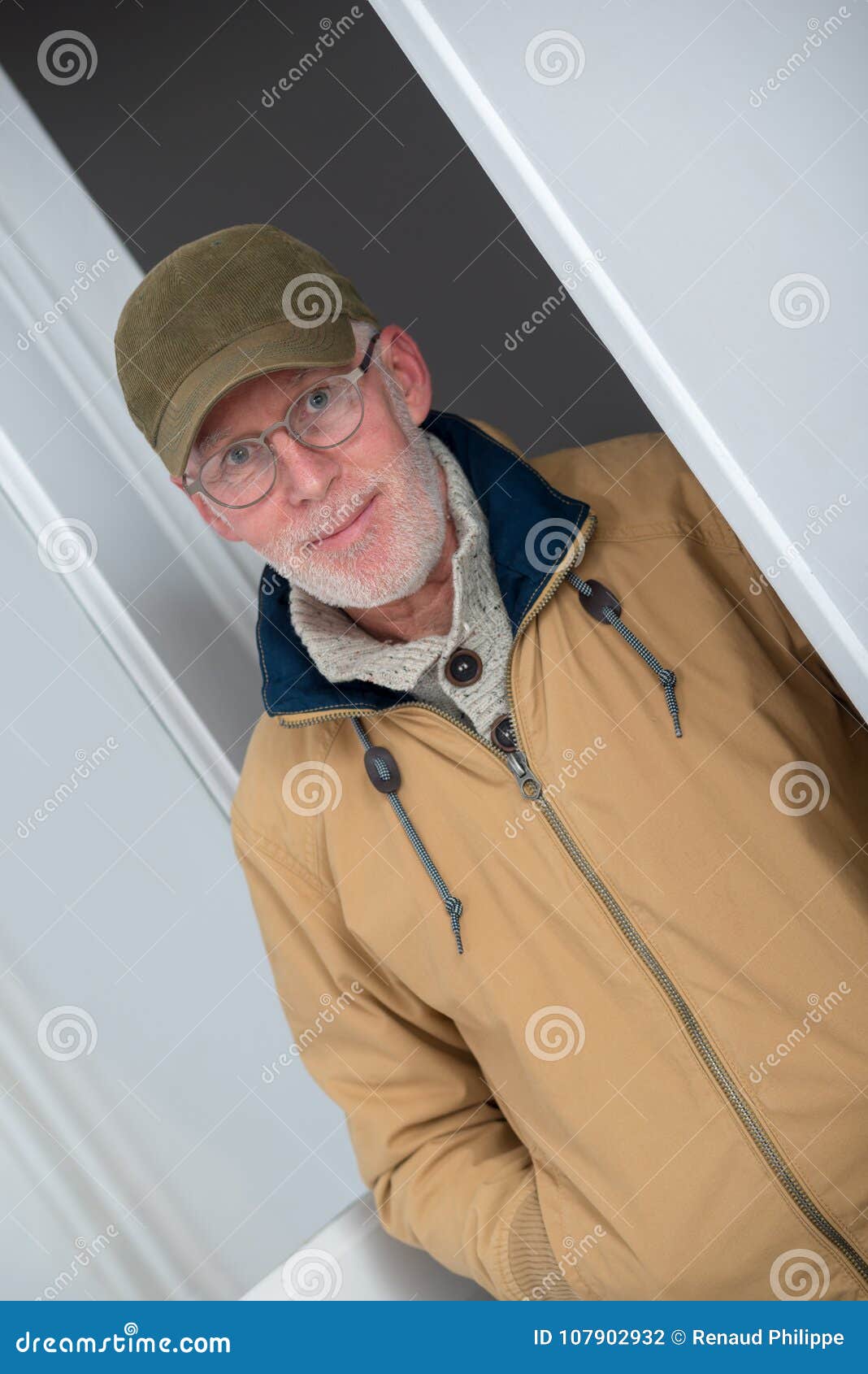 Portrait of Handsome Mature Man with Cap Stock Photo - Image of ...