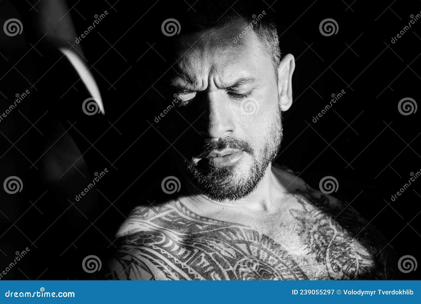Portrait of Handsome Man with Serious Face. Stock Image - Image of ...