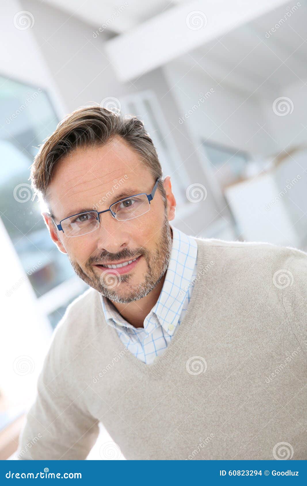 Portrait of Handsome Middle-aged Man Wearing Eyeglasses Stock Photo ...