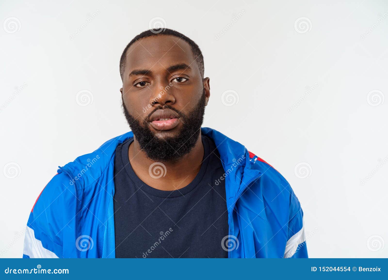 Portrait Handsome Muscular Black Man with Cheerful Expression Stock ...