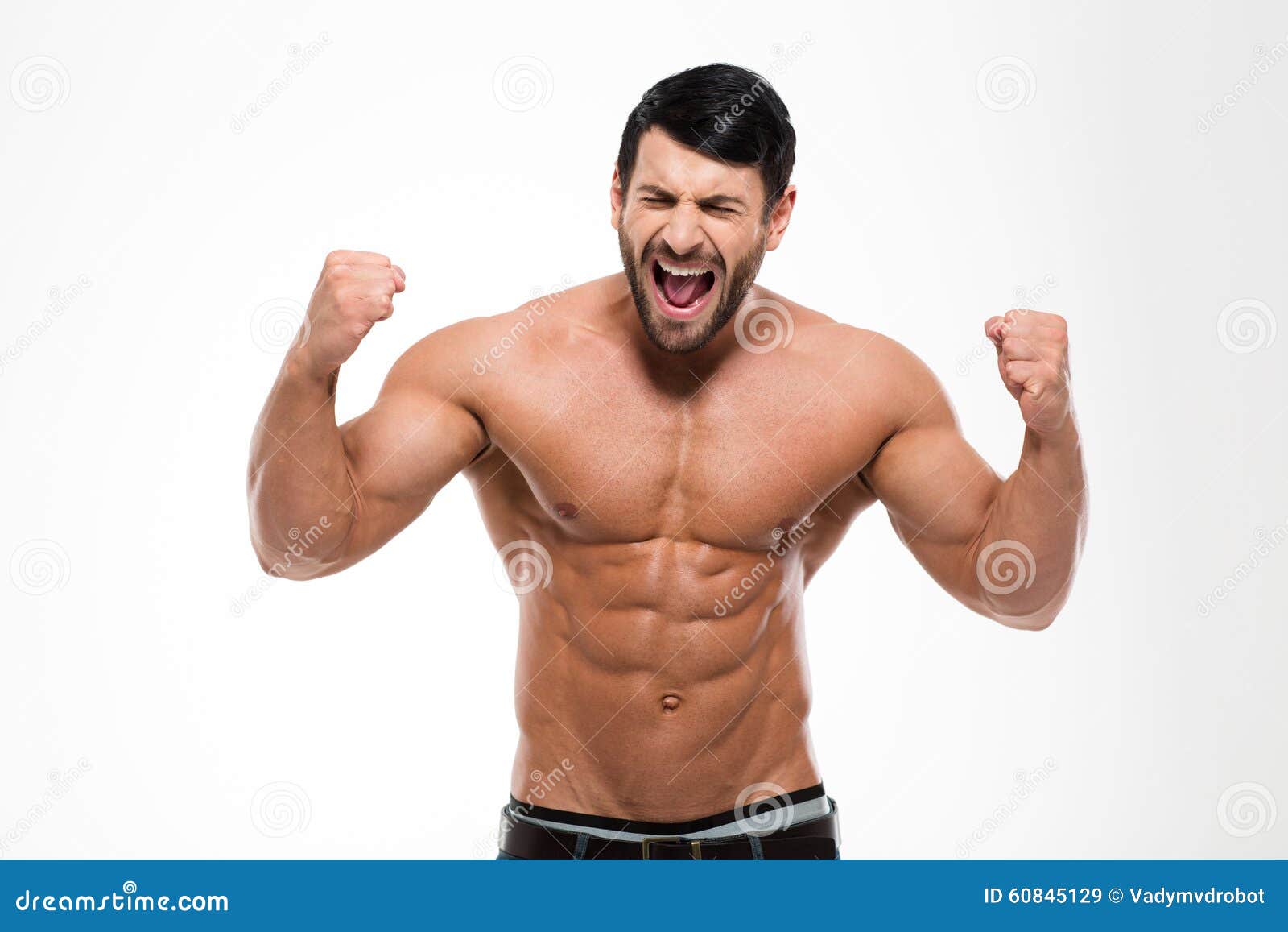 Portrait of a Handsome Muscular Man Shouting Stock Image - Image of ...