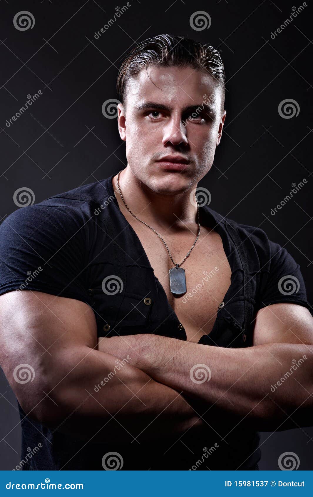 Portrait of Handsome Muscular Young Man Stock Image - Image of ...
