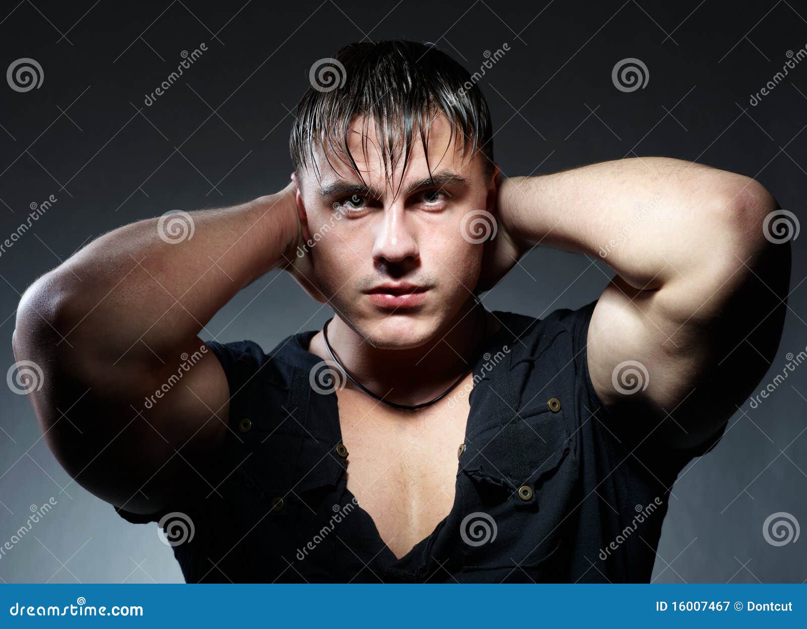 Portrait of Handsome Muscular Young Man Stock Image - Image of looking ...