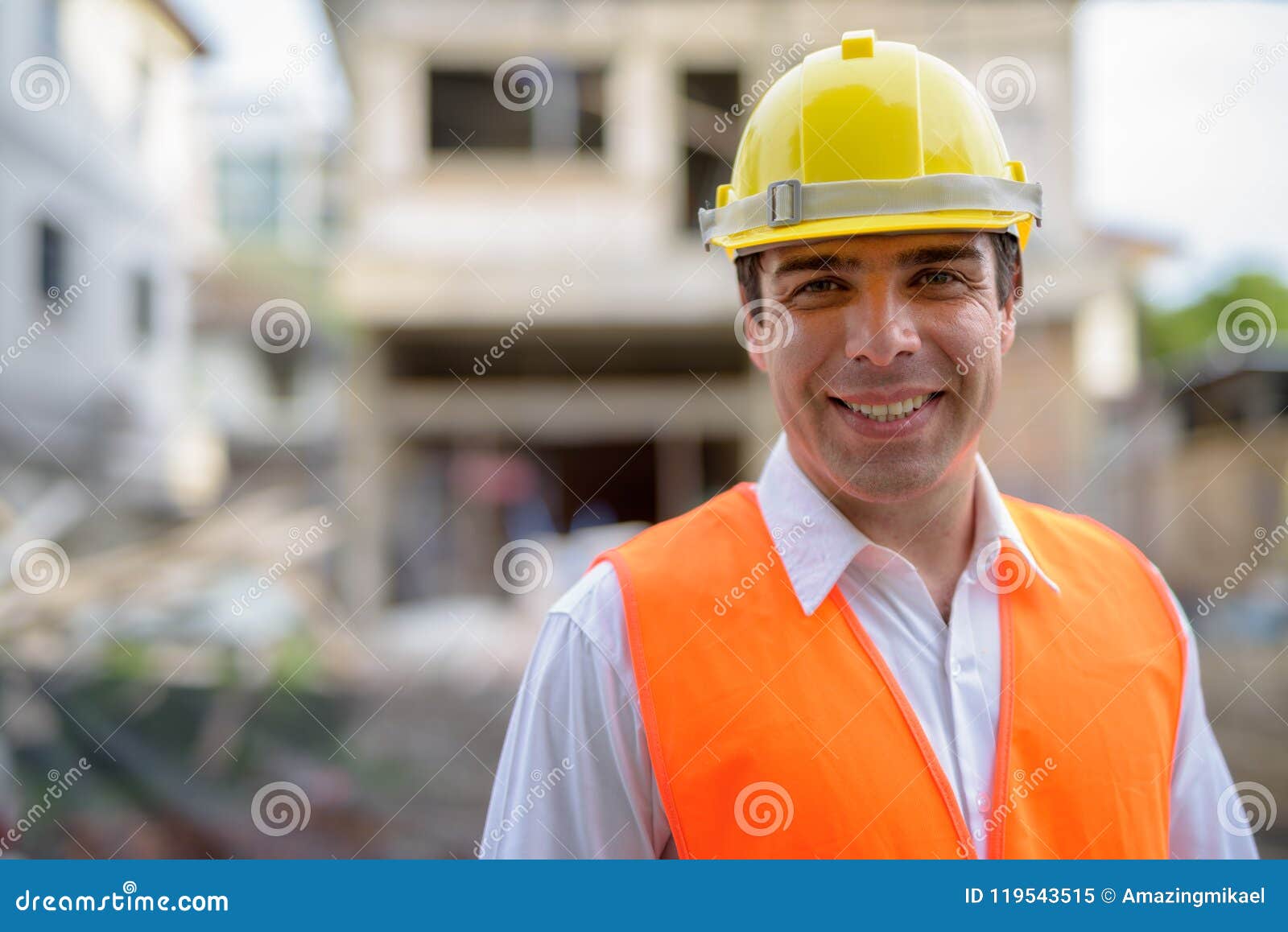 Handsome Persian Man Construction Worker at the Construction Sit Stock ...