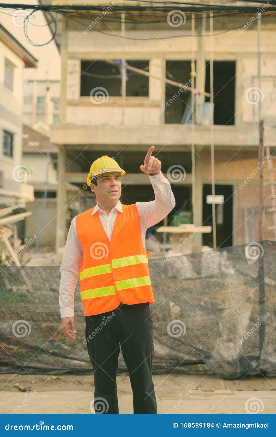 Handsome Persian Man Construction Worker at the Construction Site Stock ...