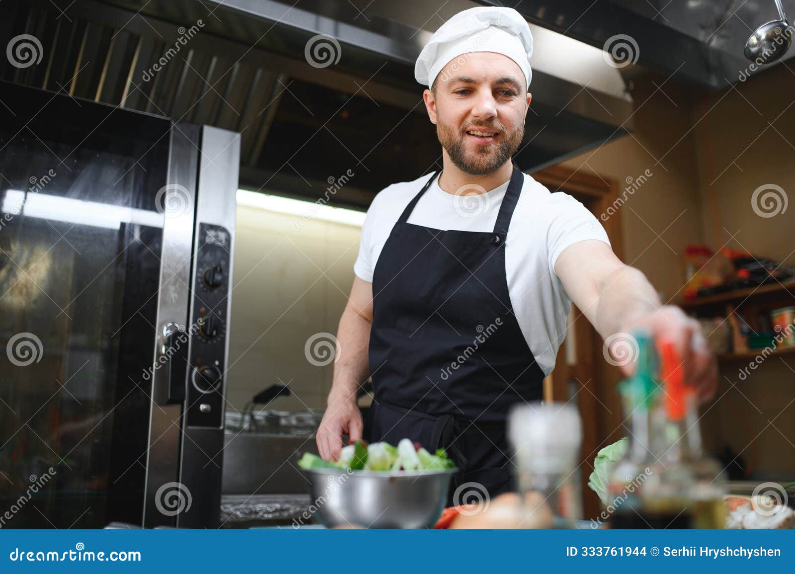 Portrait of Handsome Positive Chef Cook at the Restaurant Kitchen Stock ...