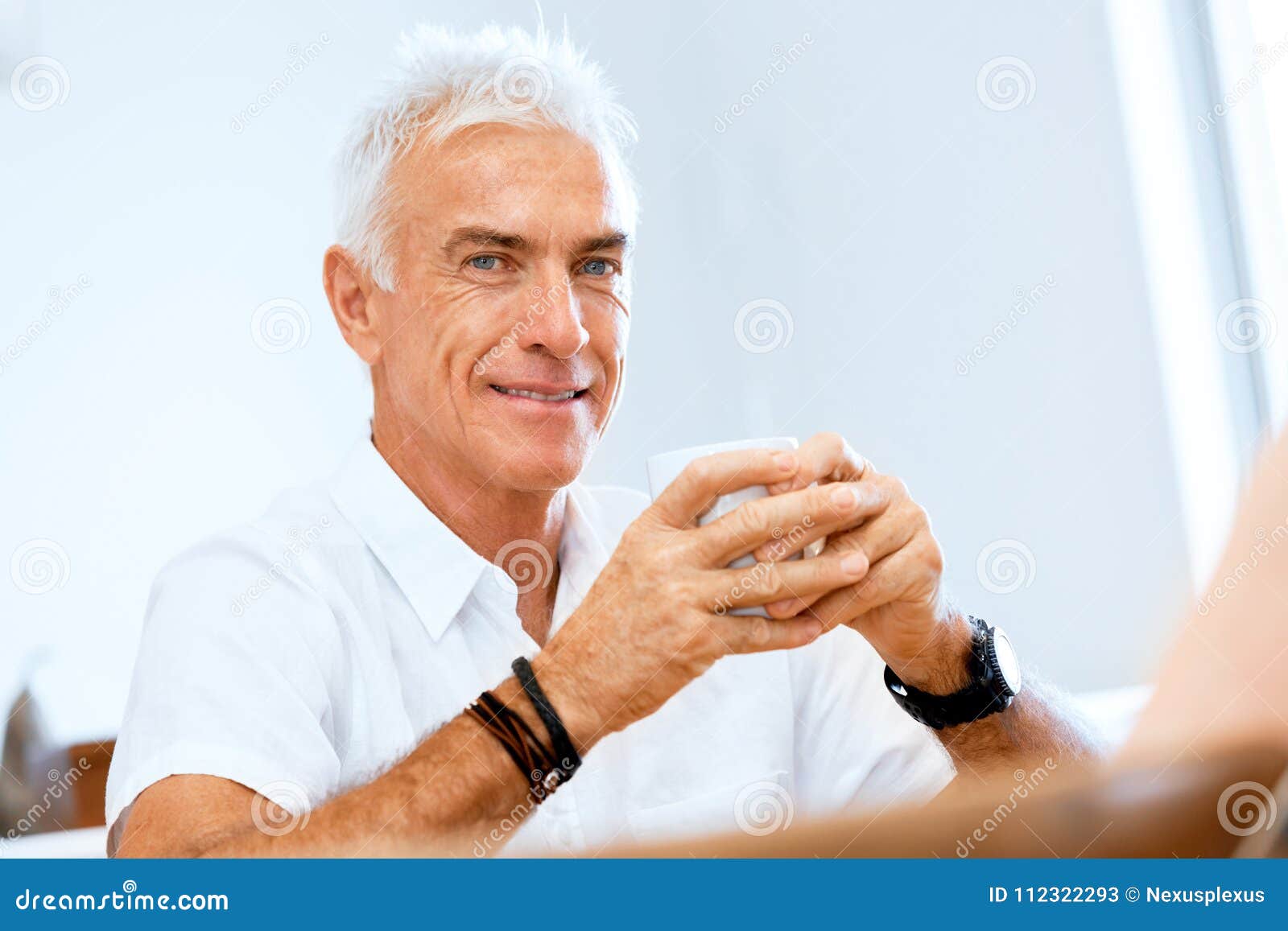 Portrait of a Handsome Senior Man Indoor Stock Image - Image of ...