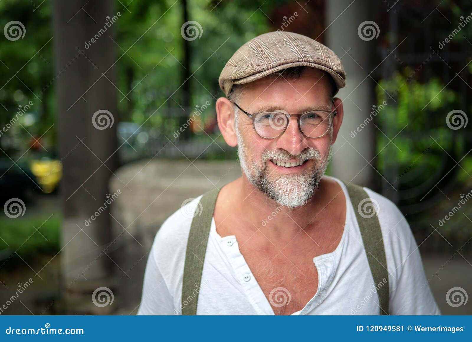 Portrait Of Handsome Smiling Bearded Man In His 50s Stock Image Image