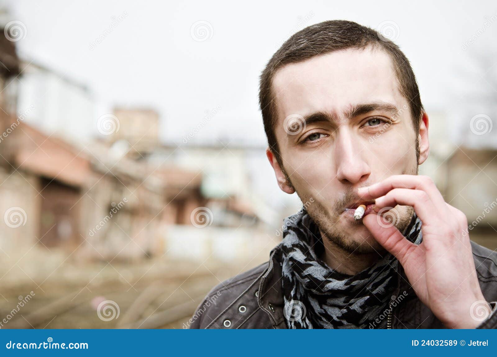 Portrait of Handsome Smoking Young Man Stock Image - Image of look ...