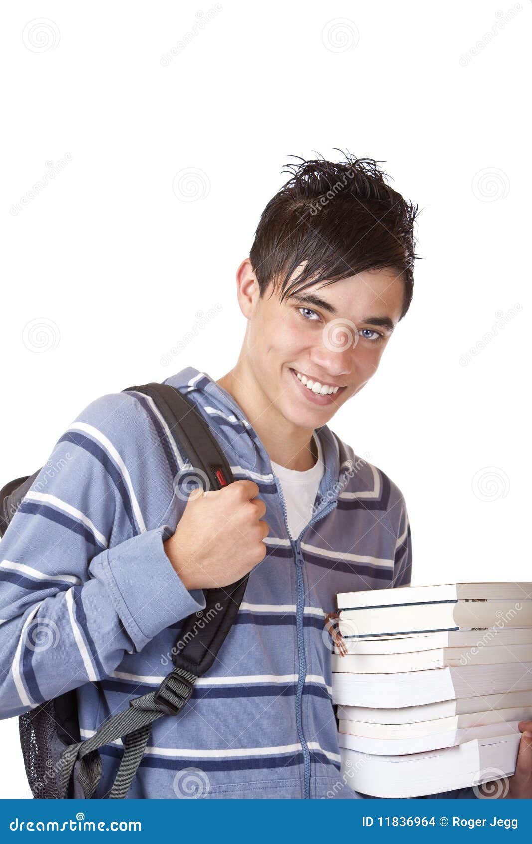 Portrait of Handsome Student with Books Stock Photo - Image of cheerful ...