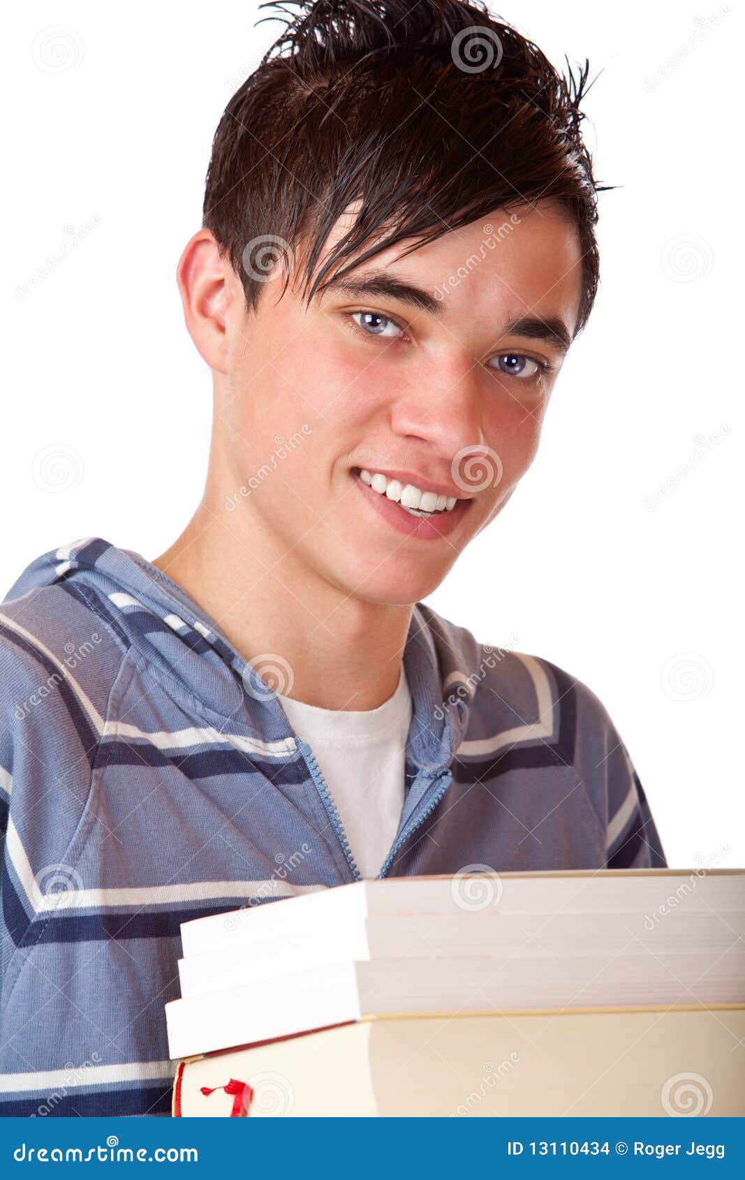 Portrait of Handsome Student with Books Stock Photo - Image of pupil ...