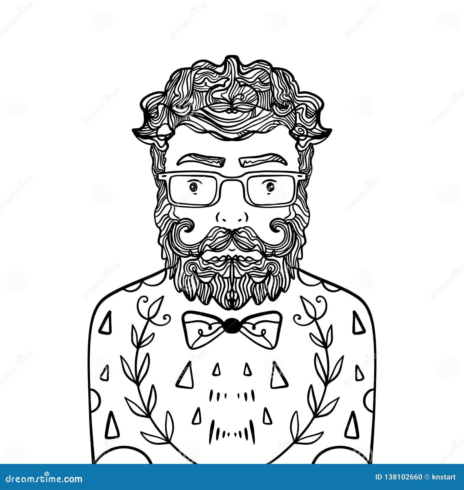 Portrait of Handsome Stylish Casual Man Hipster with Beard. Sketch ... Portrait of Handsome Stylish Casual Man Hipster with Beard. Sketch ...