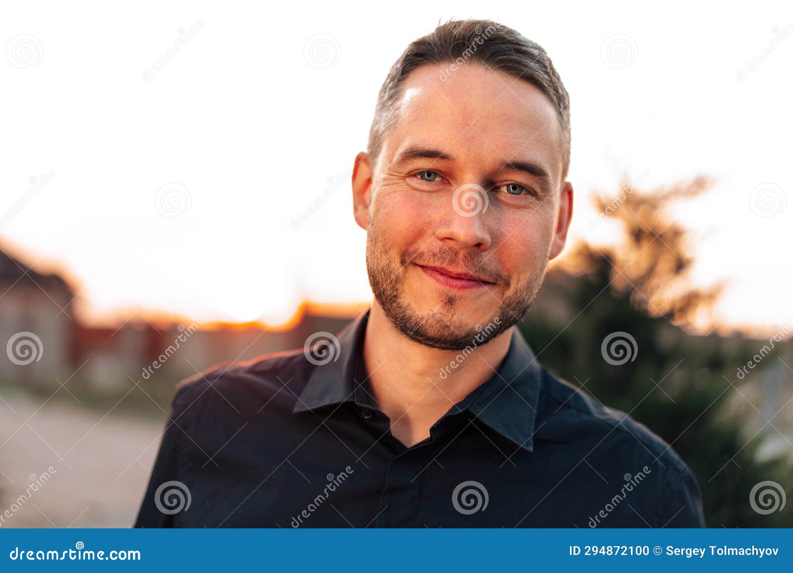 Portrait of Handsome Successful Man Standing Outdoors Stock Photo ...