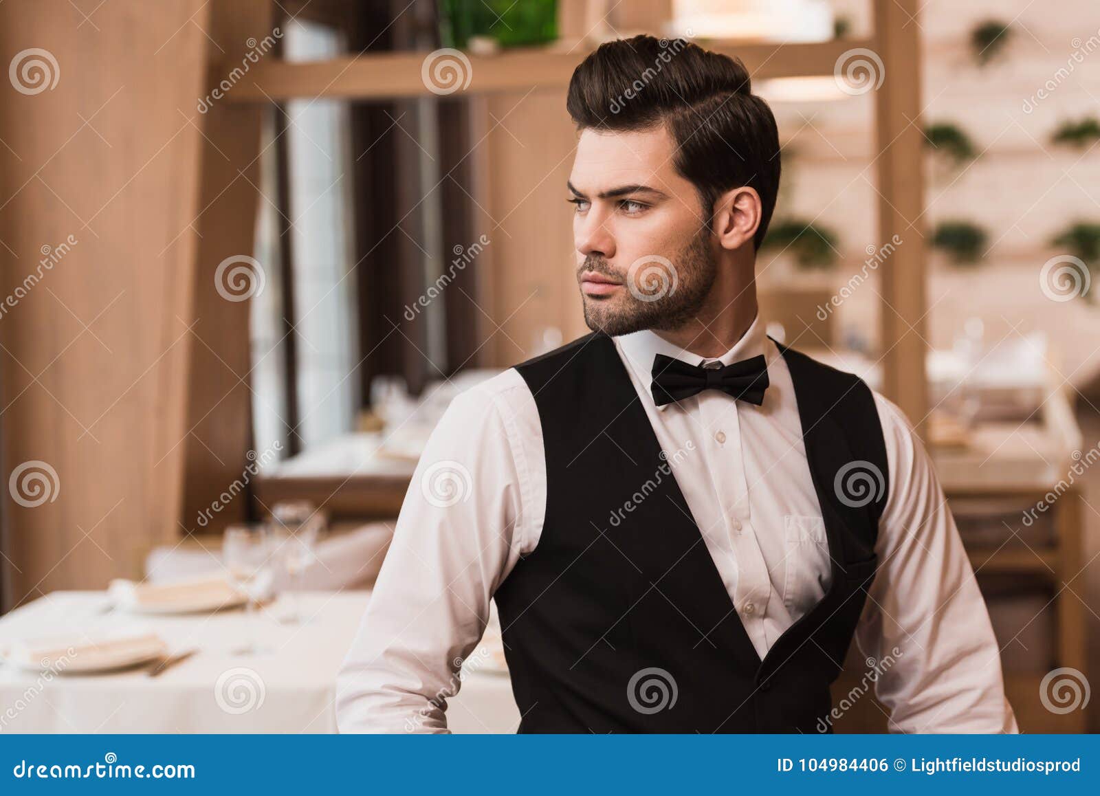 Handsome waiter stock photo. Image of alone, work, attractive - 104984406