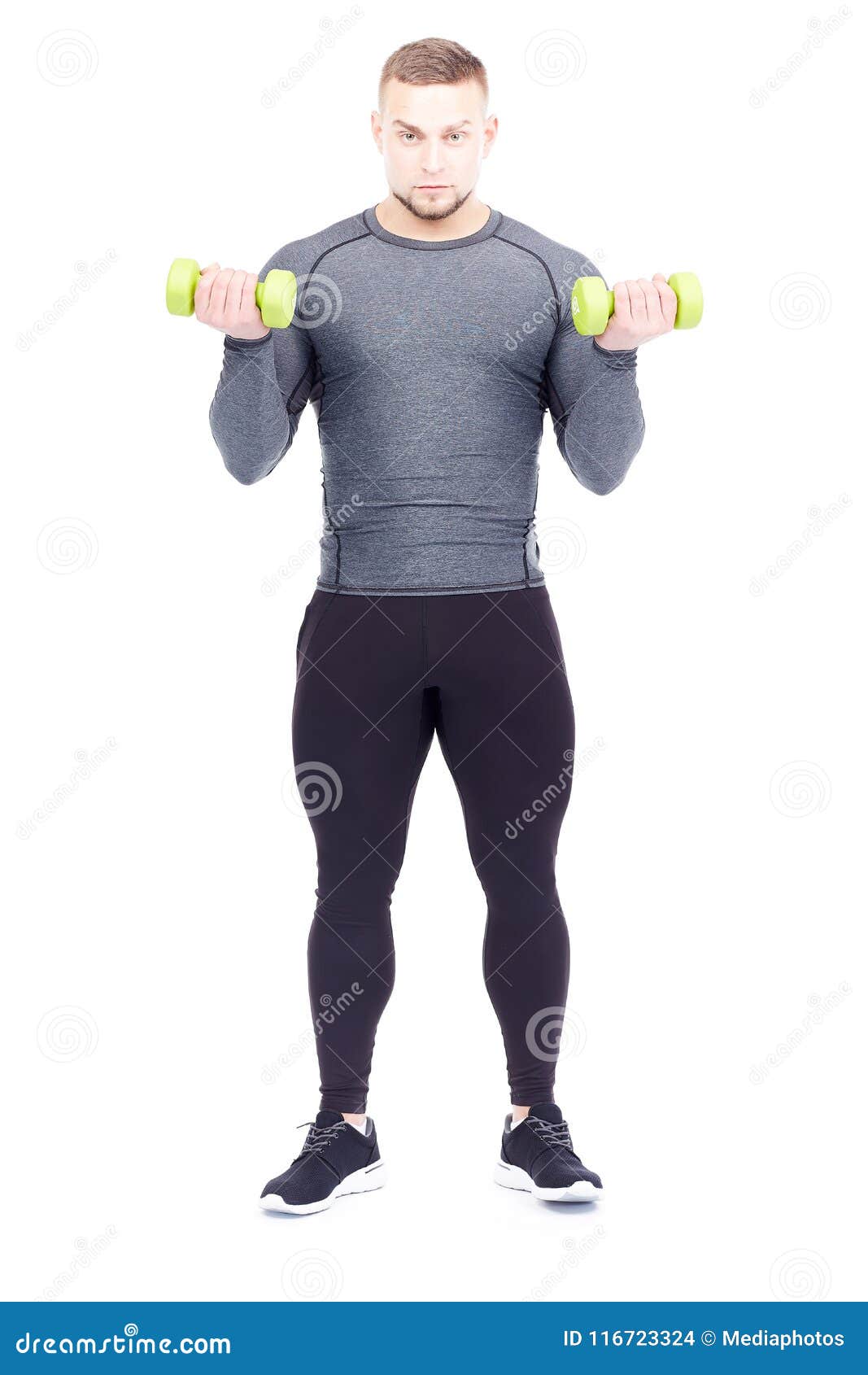 Practicing Dumbbell Exercise Stock Photo - Image of handsome, athlete ...