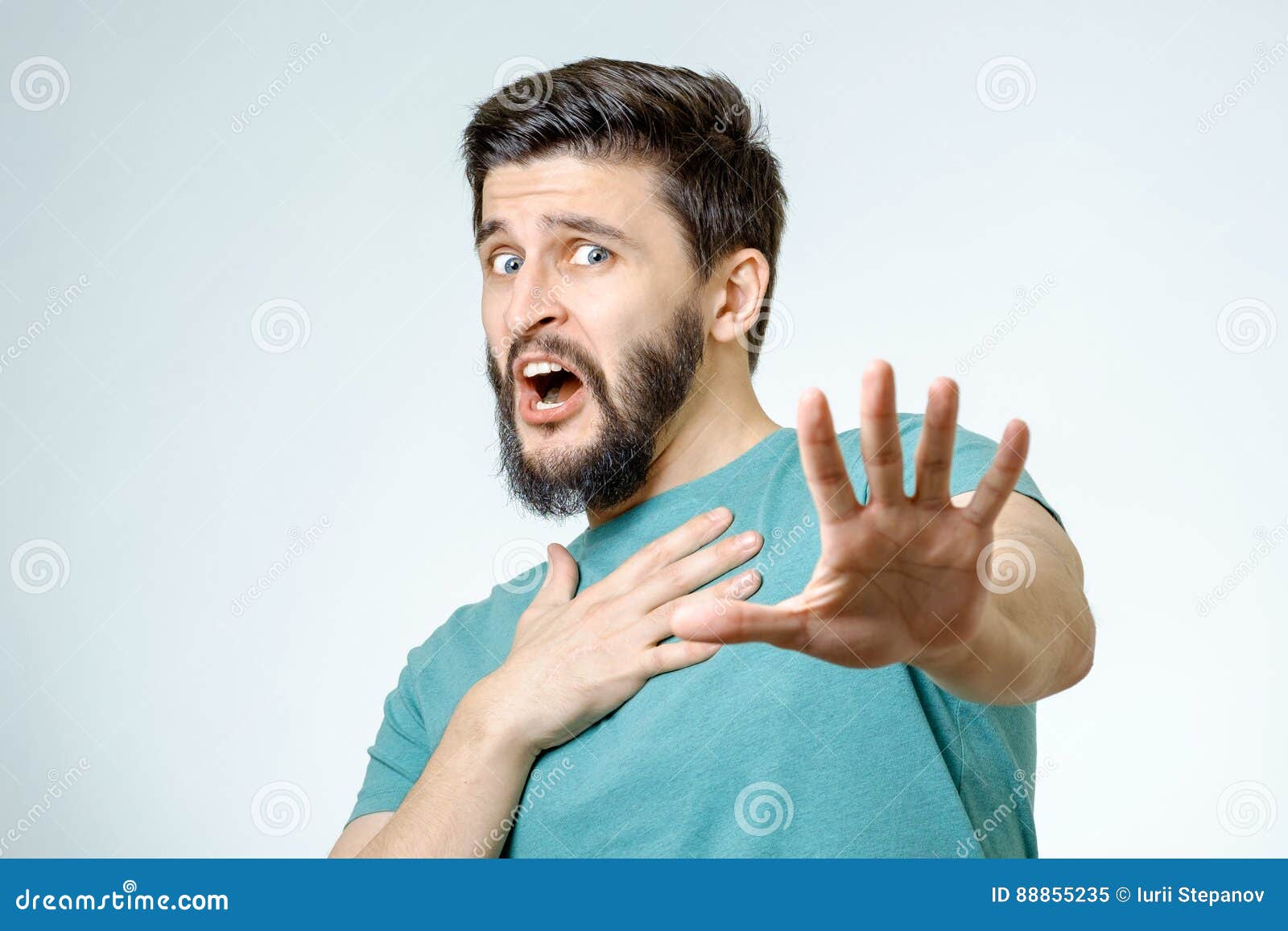 Portrait of Handsome White Man Looking Scared Stock Image - Image of ...