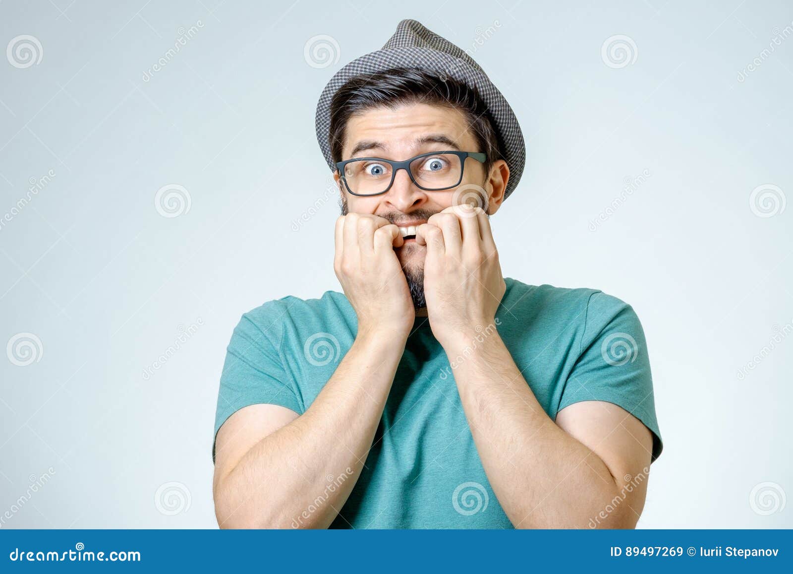 Portrait of Handsome White Man Looking Scared Stock Image - Image of ...