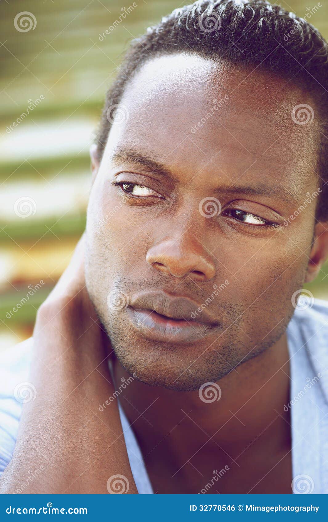 Portrait of a Handsome Young Black Man Looking Away Stock Photo - Image ...