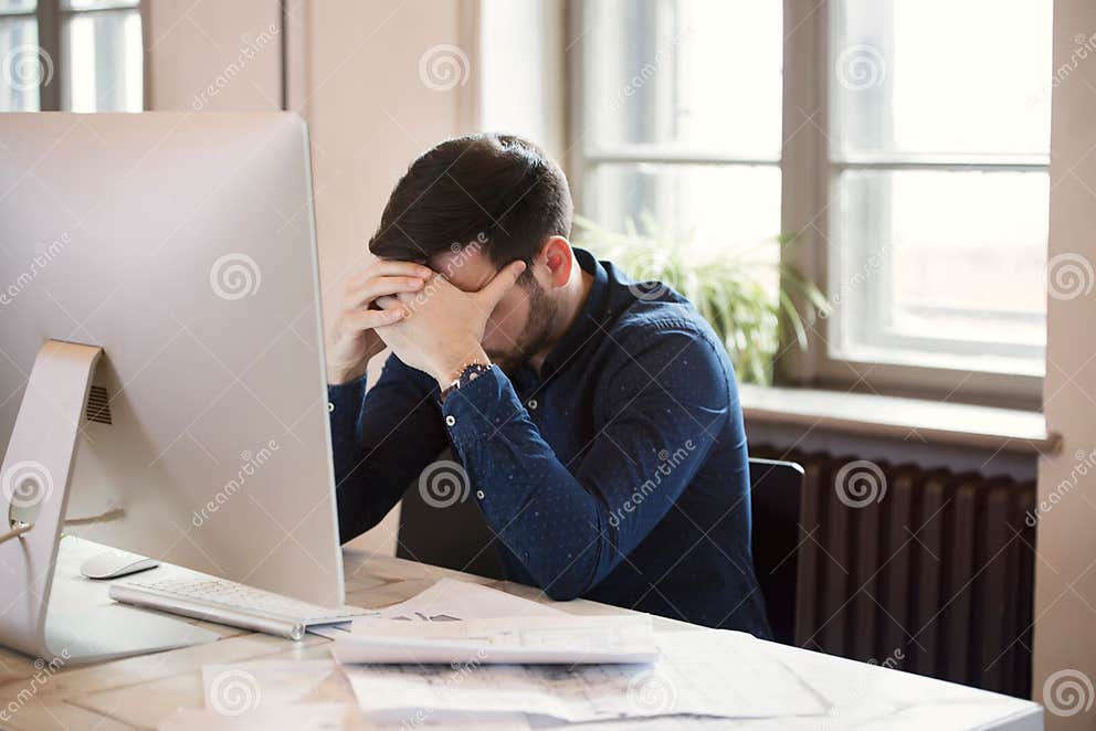 Portrait of Handsome Young Designer Having Problems Stock Image - Image ...