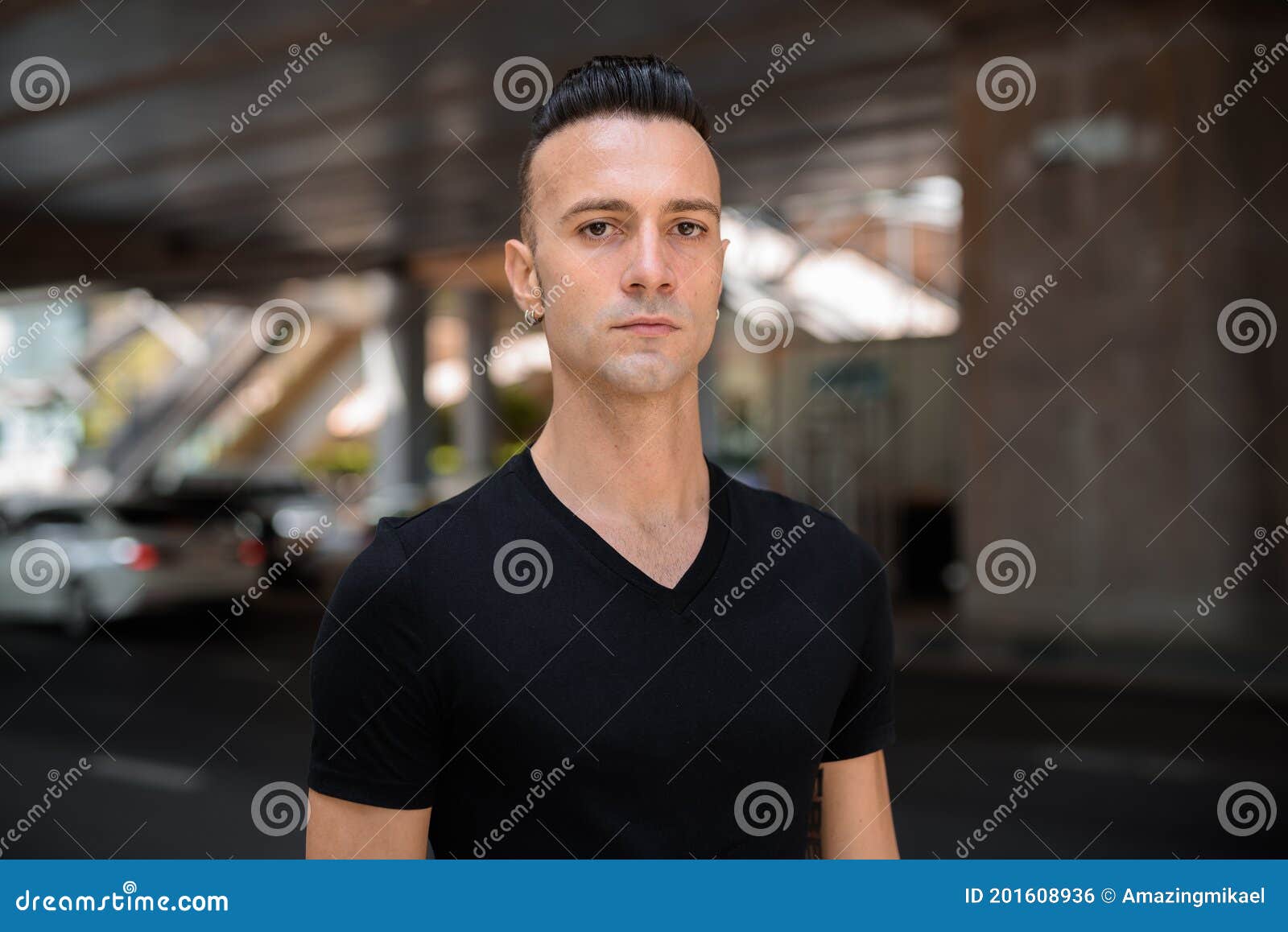 Portrait of Handsome Young Italian Man Face Outdoors Stock Photo ...