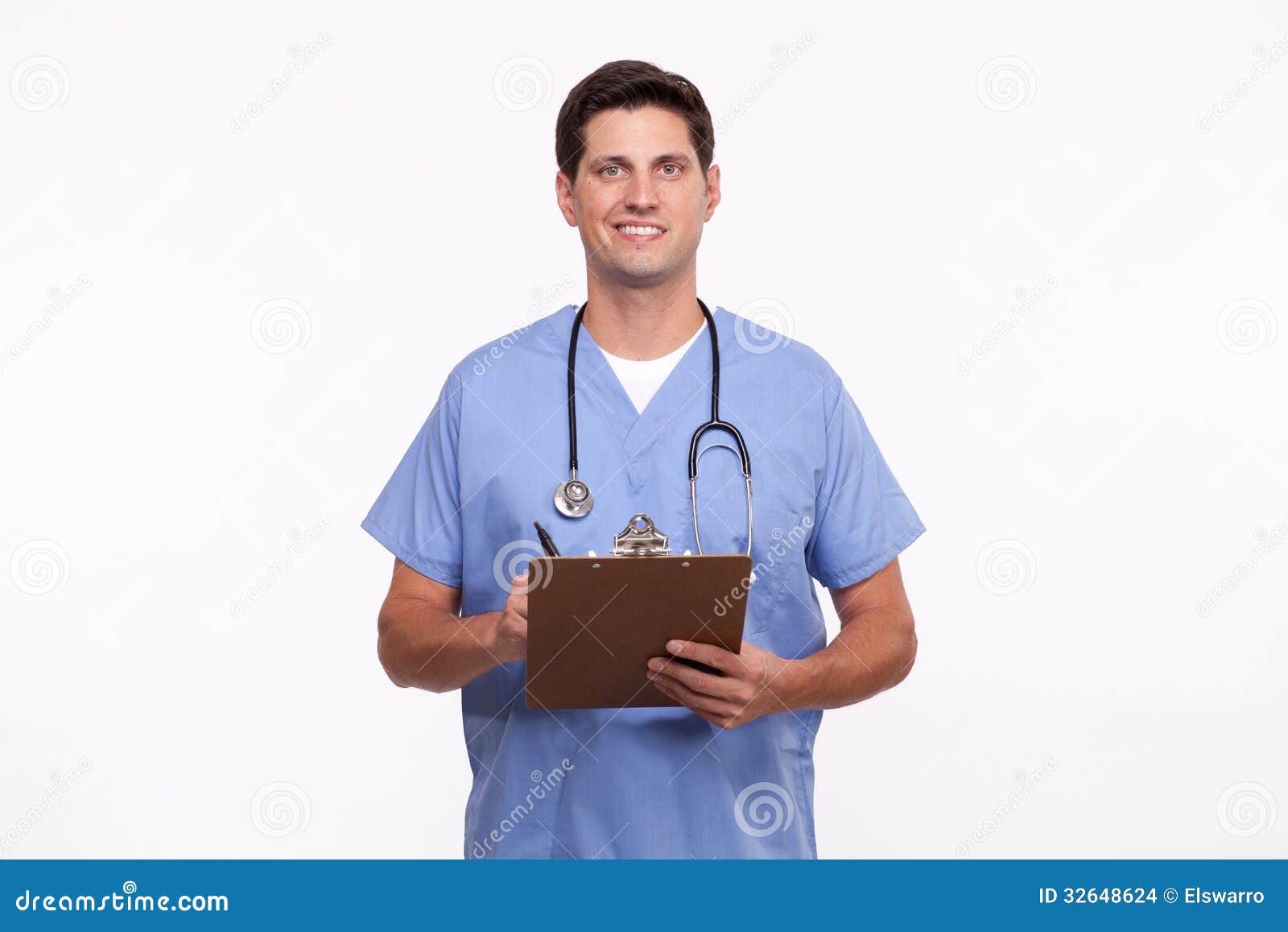 Portrait of a Handsome Young Male Nurse Talking Notes Stock Photo ...