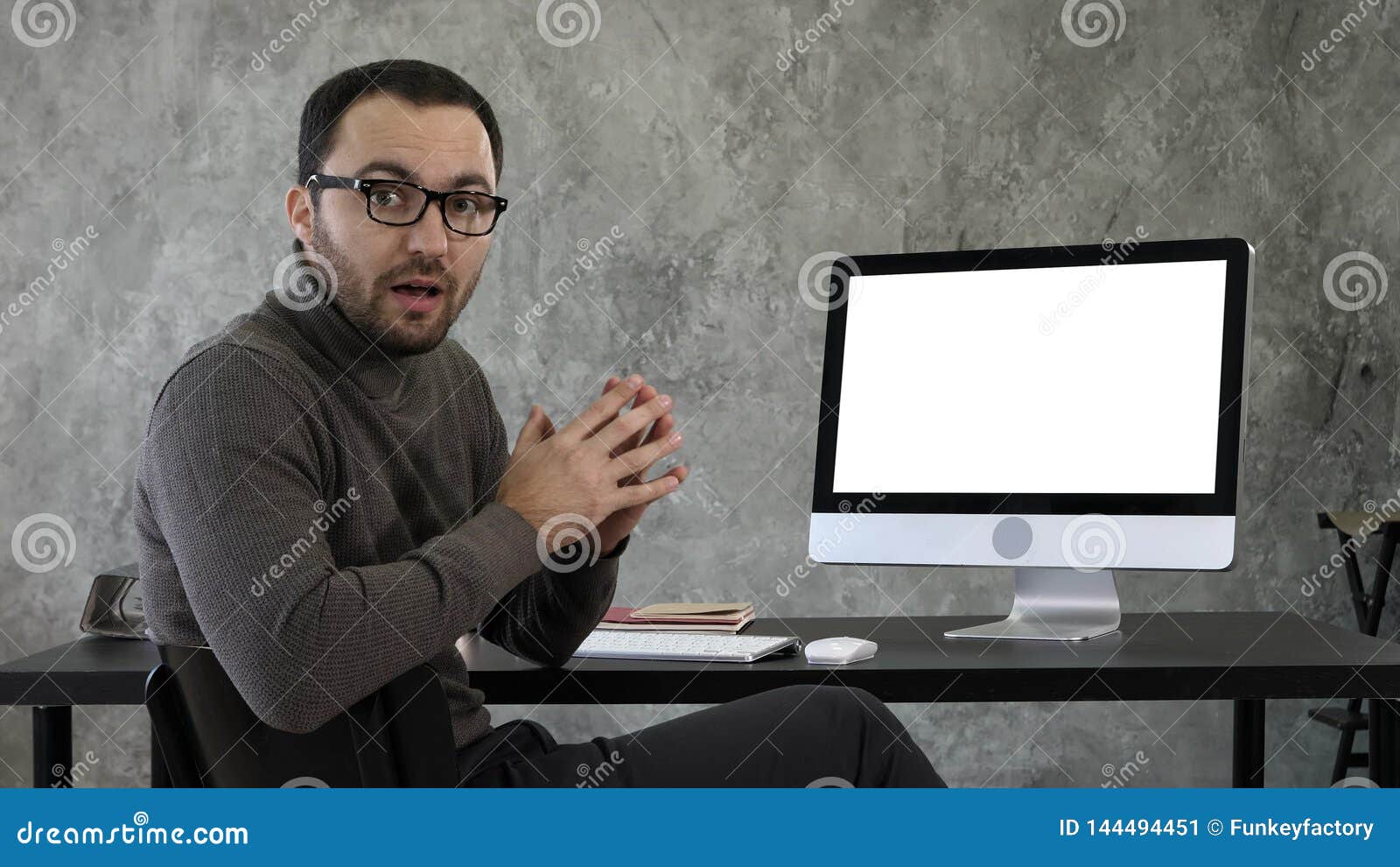 Portrait of Handsome Young Man in Casual in the Office Talking To the ... Portrait of Handsome Young Man in Casual in the Office Talking To the ...