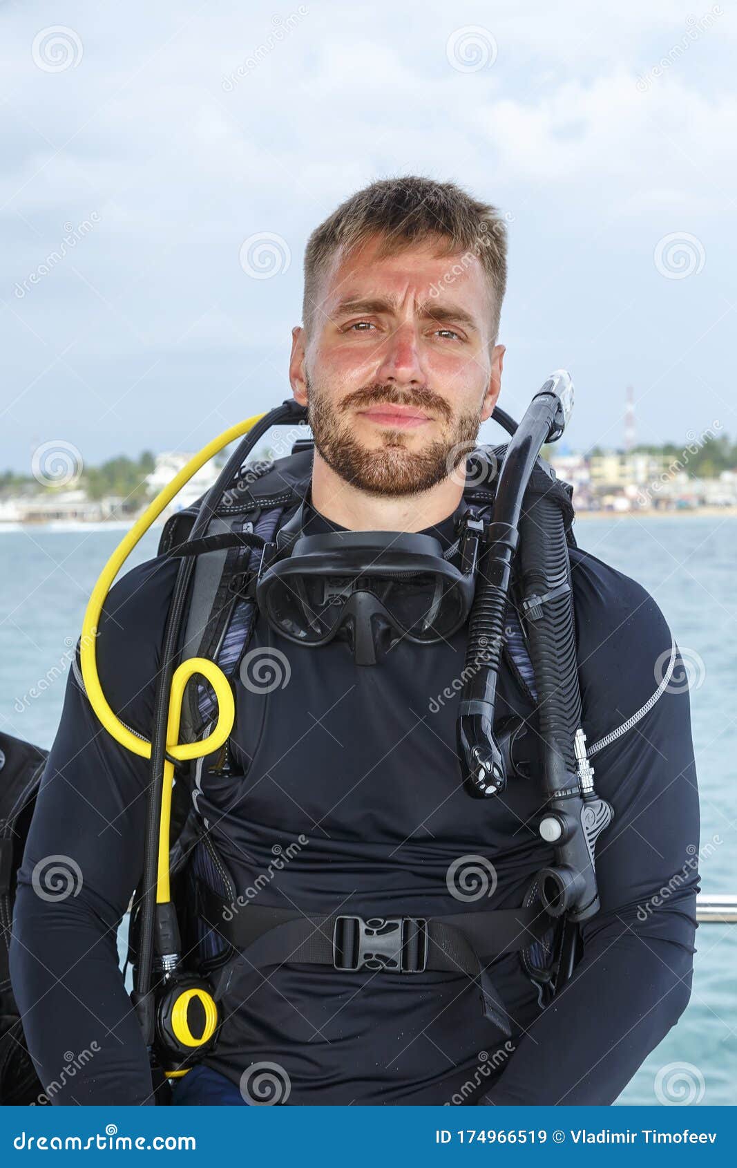 Portrait of a Handsome Young Man in Diving Suit Stock Image - Image of ...