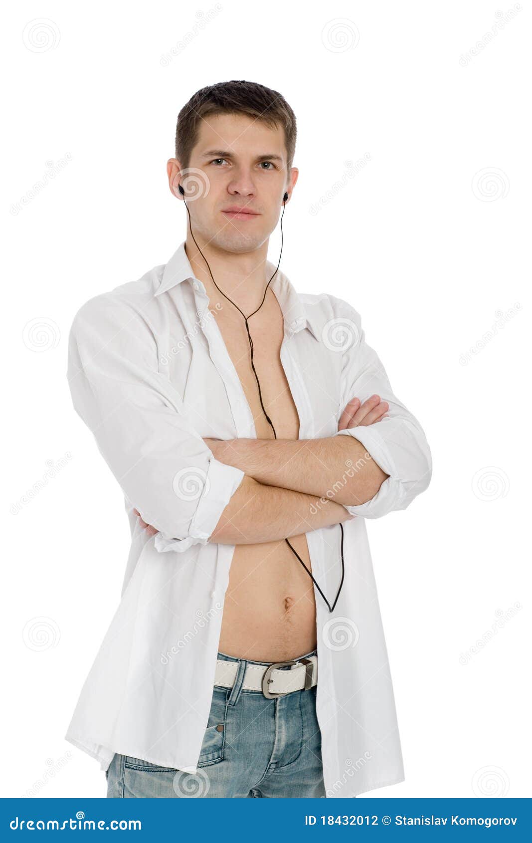 Portrait Handsome Young Man with Headphones. Stock Photo - Image of ...