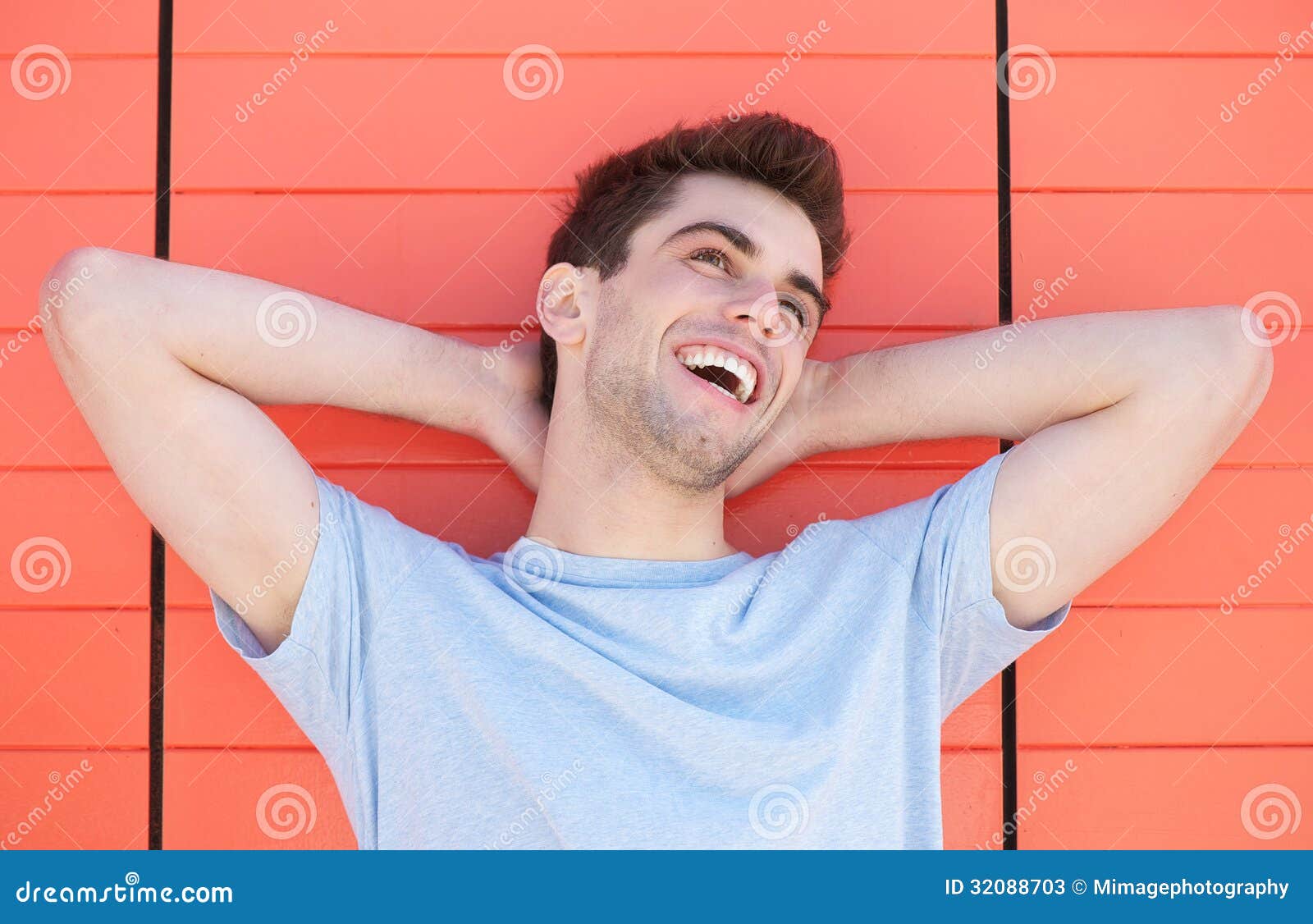 Portrait Of A Handsome Young Man Laughing Stock Image Image Of