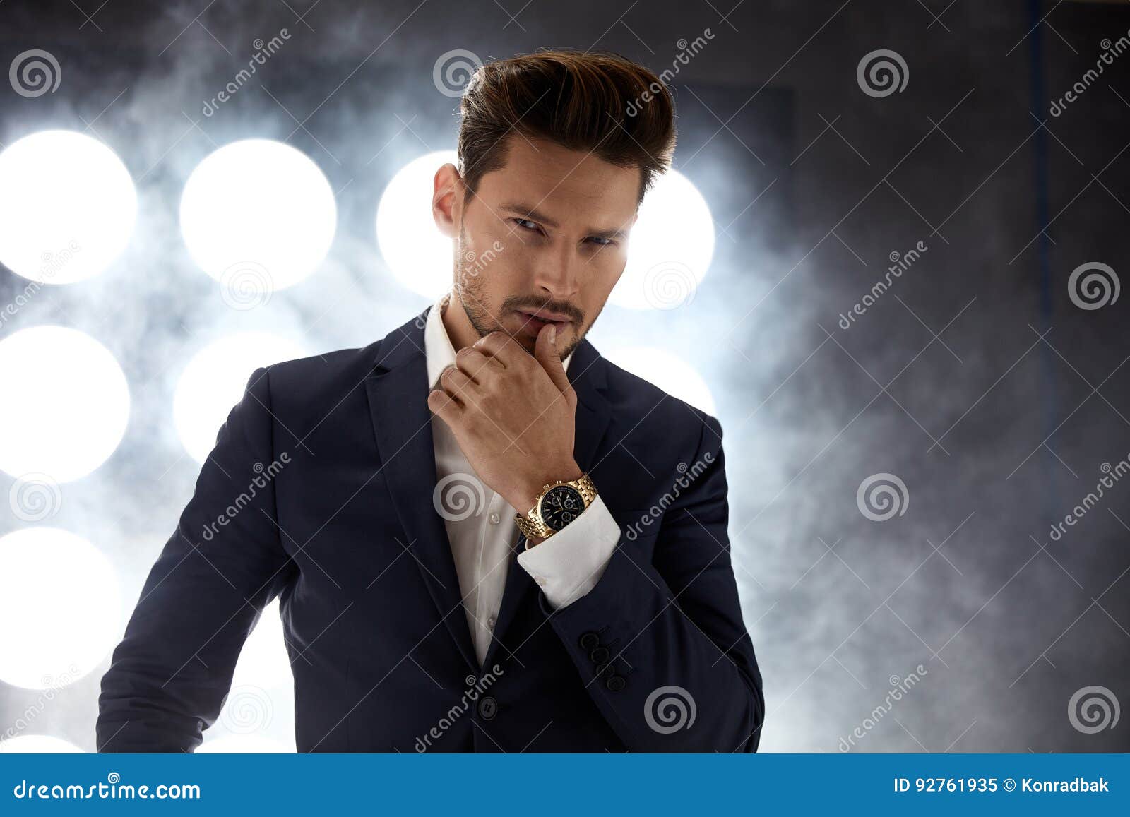 Portrait of a Handsome, Young Man in the Night Club Stock Image - Image ...