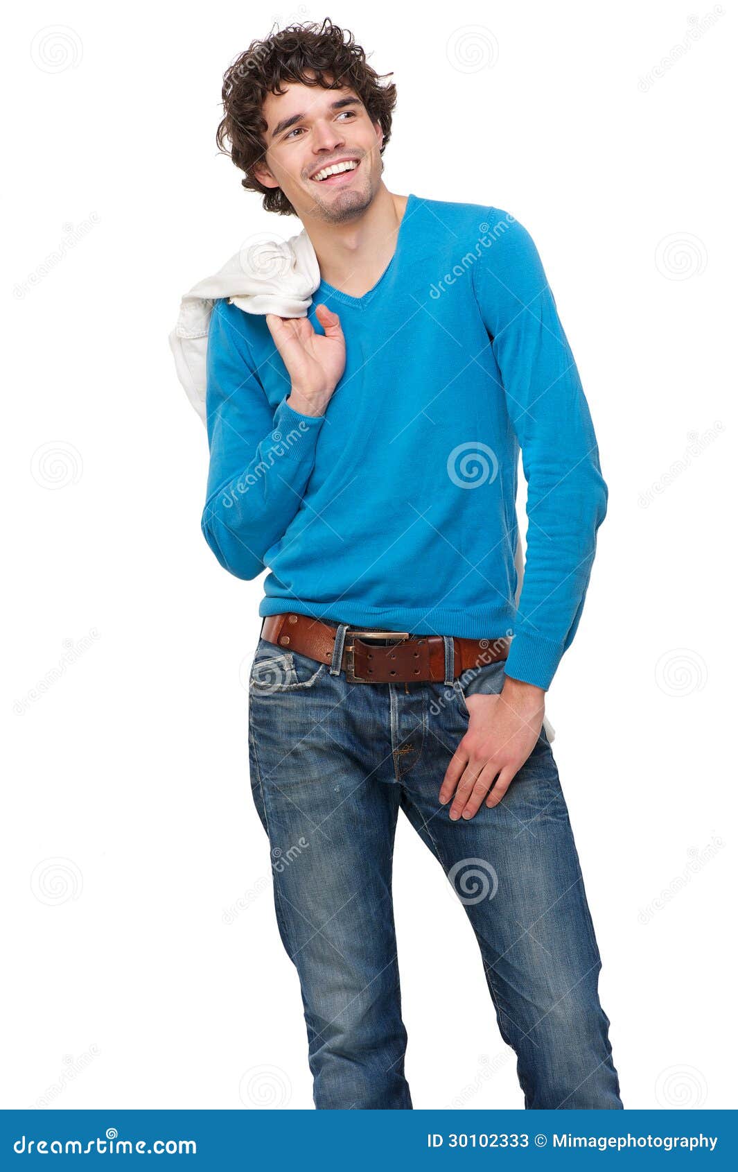 Handsome Young Man with Jacket Over Shoulder Stock Image - Image of ...