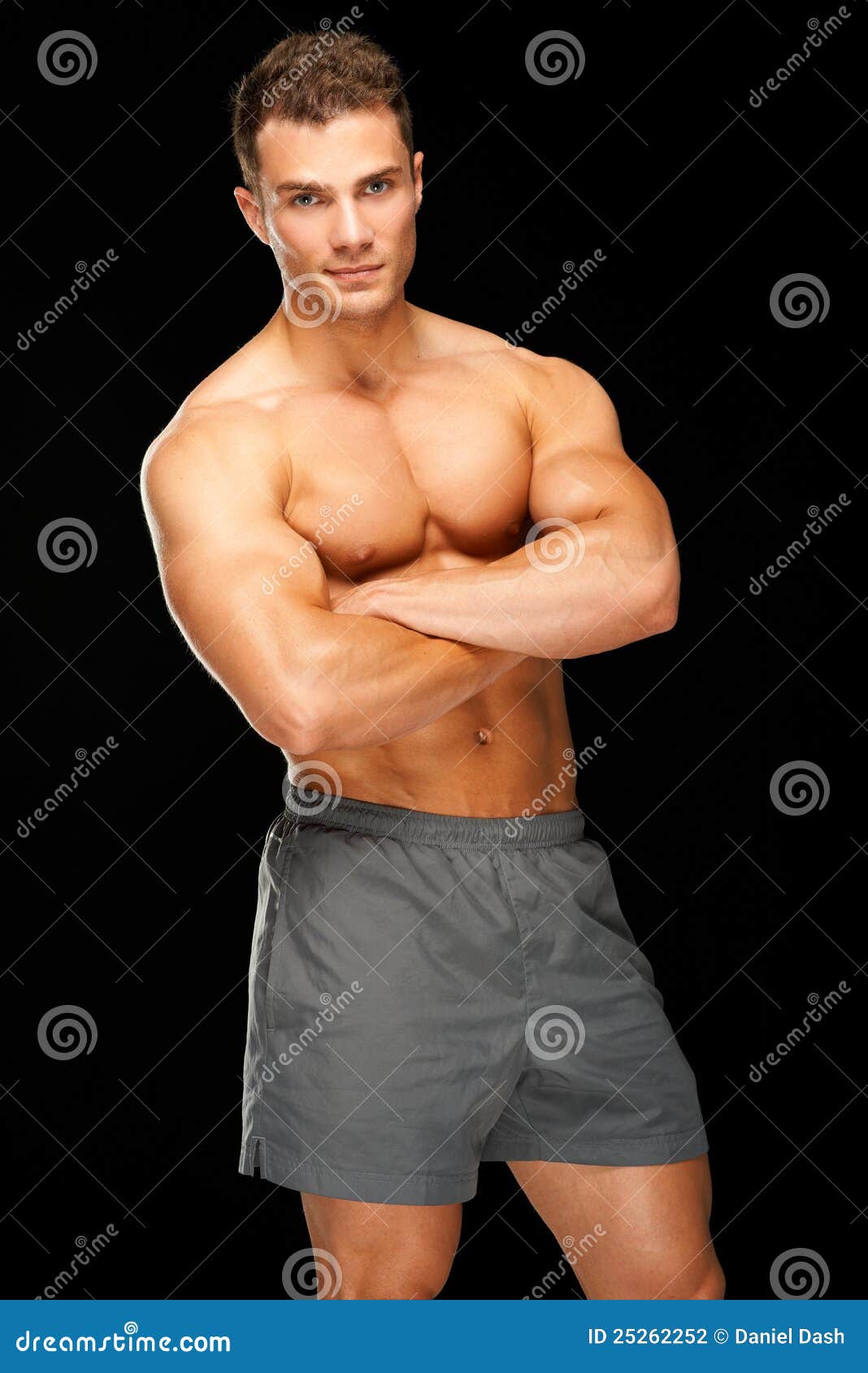 Portrait of Handsome Young Man Standing on Black Stock Photo - Image of ...