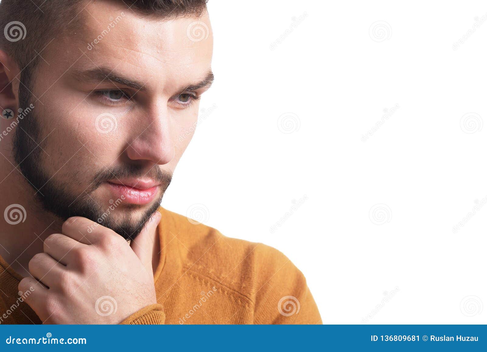 Portrait of Handsome Young Man on White Background Stock Image - Image ...