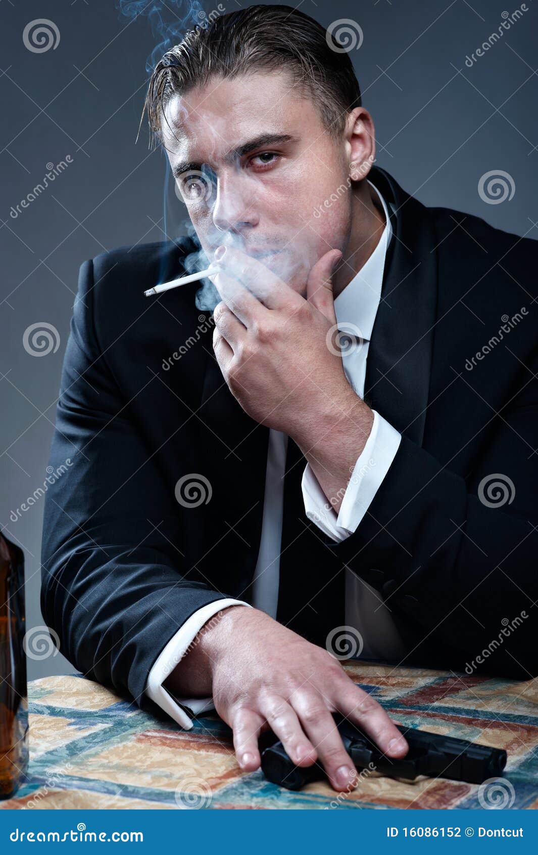 Portrait of Handsome Young Mobster Stock Photo - Image of issues ...