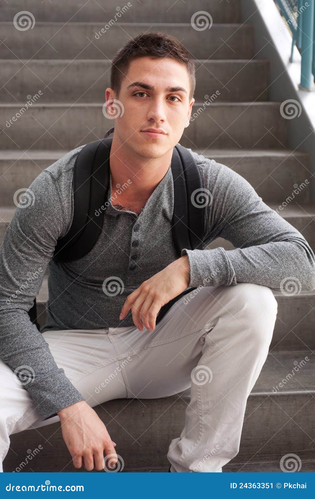 Portrait of a Handsome Young Student Stock Image - Image of casual ...