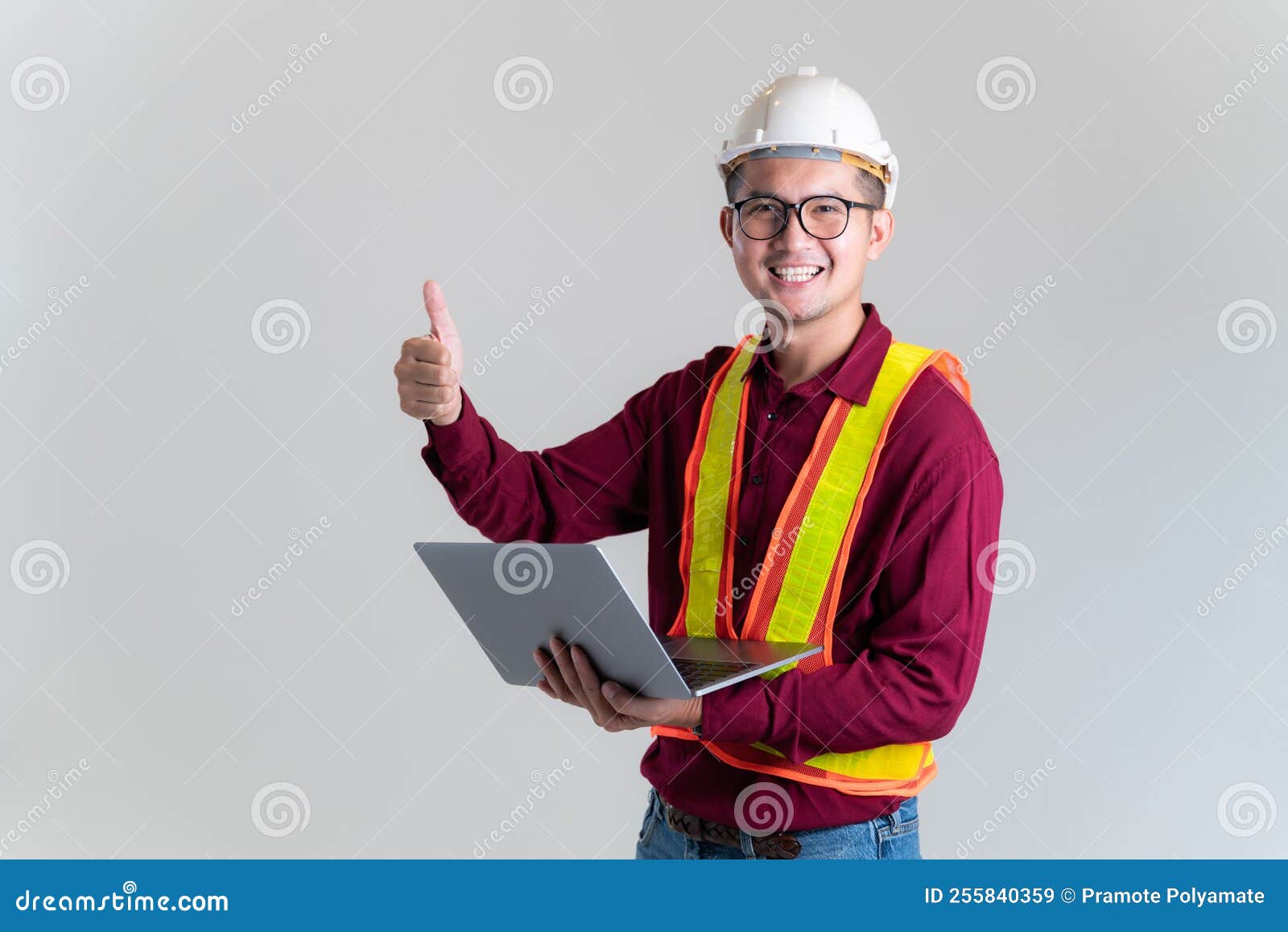 Portrait of Happy Architect, Civil Engineer with Laptop in a Studio ...
