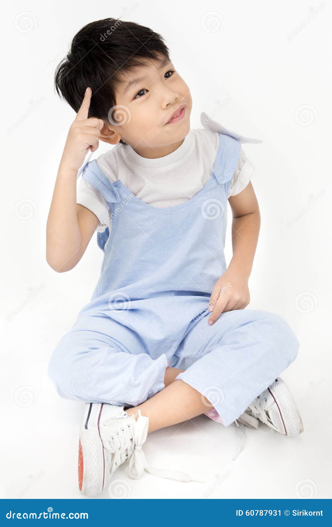 Portrait of Happy Asian Boy is Thinking Stock Image - Image of young ...