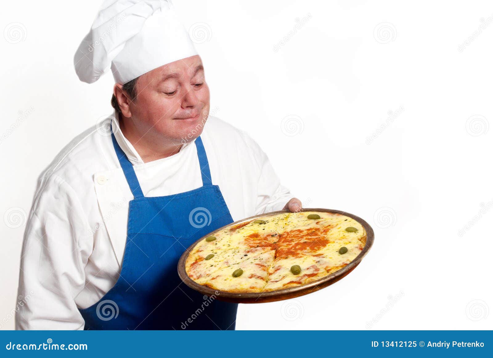 Portrait of Happy Attractive Cook with Pizza Stock Image - Image of ...