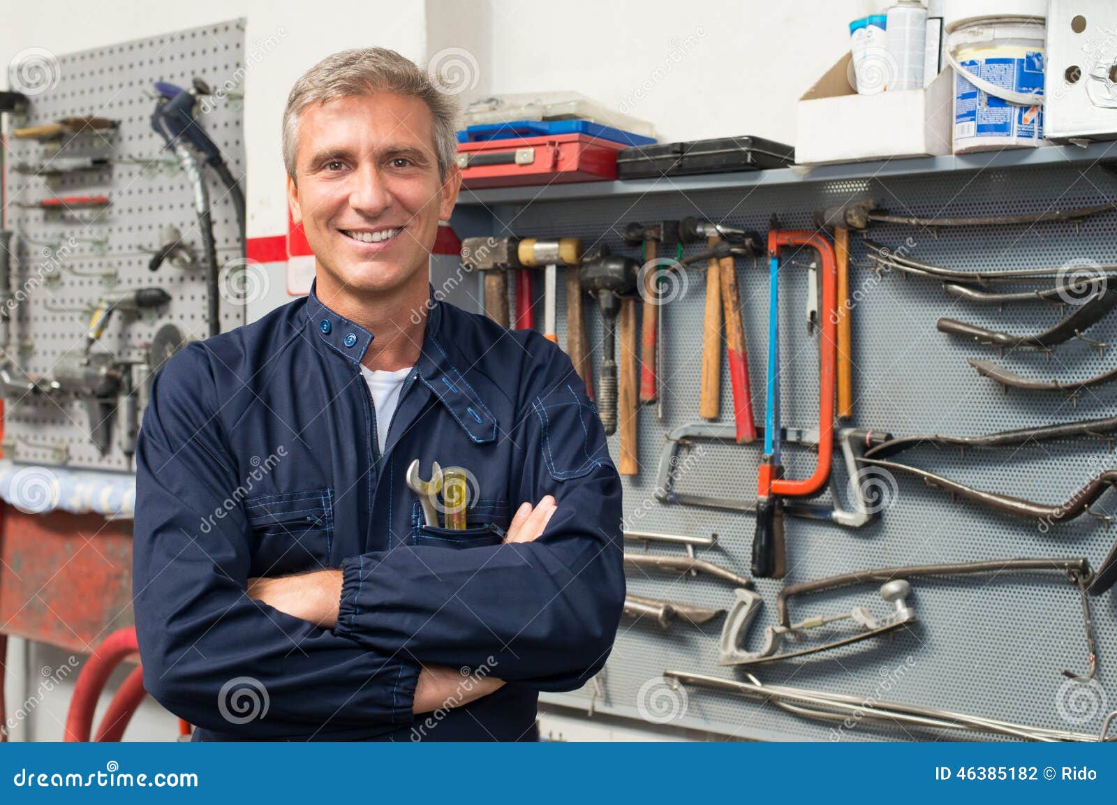 Portrait of Happy Auto Mechanic Stock Photo - Image of mature ...