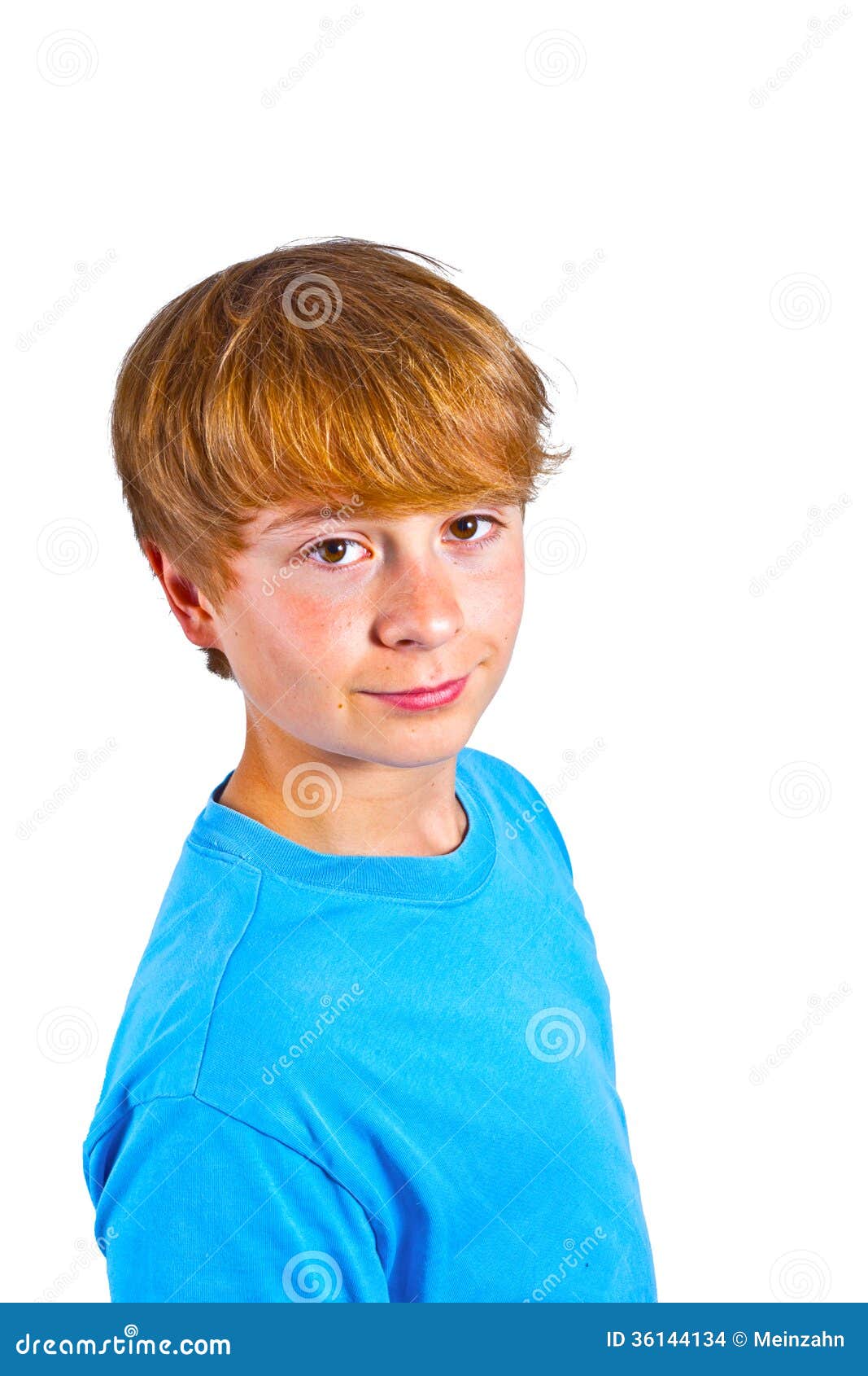Portrait of Happy Boy with Blue Stock Photo - Image of cute, people ...
