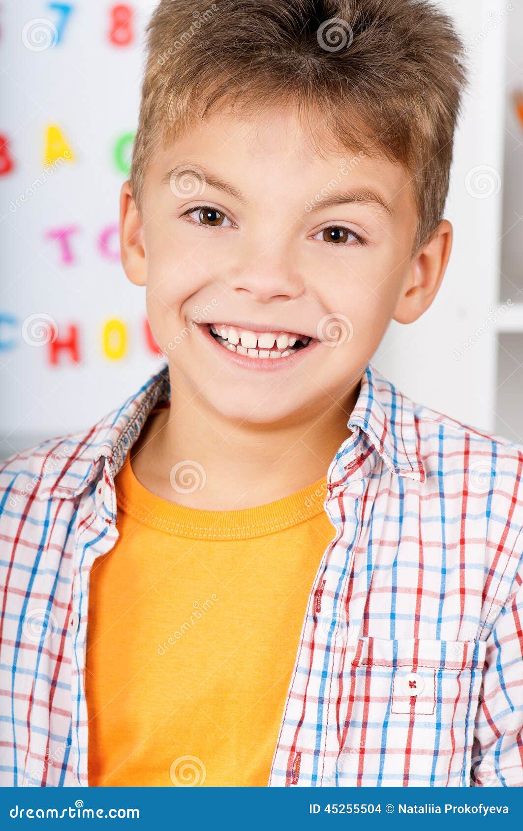 Portrait of happy boy stock photo. Image of classroom - 45255504
