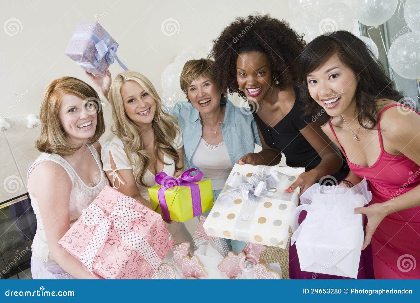 Portrait of a Happy Bride with Her Friends and Mother Stock Photo ...