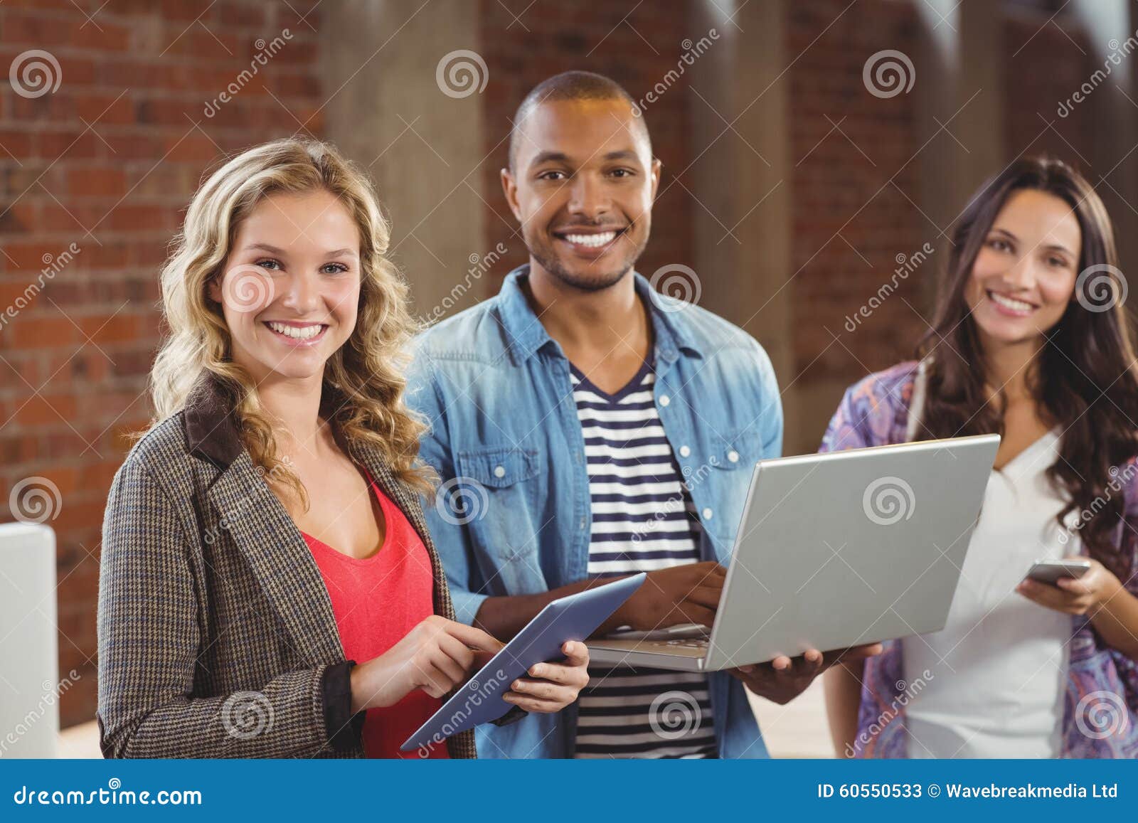 Portrait of Happy Business People Using Technologies Stock Image ...